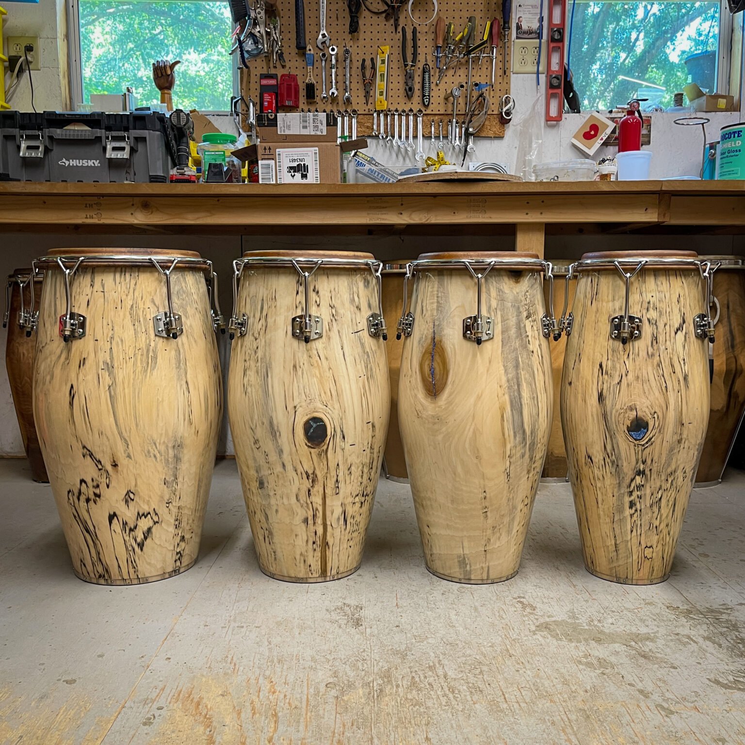 Spalted Poplar Solid Shell Four Conga Set - Manito Percussion