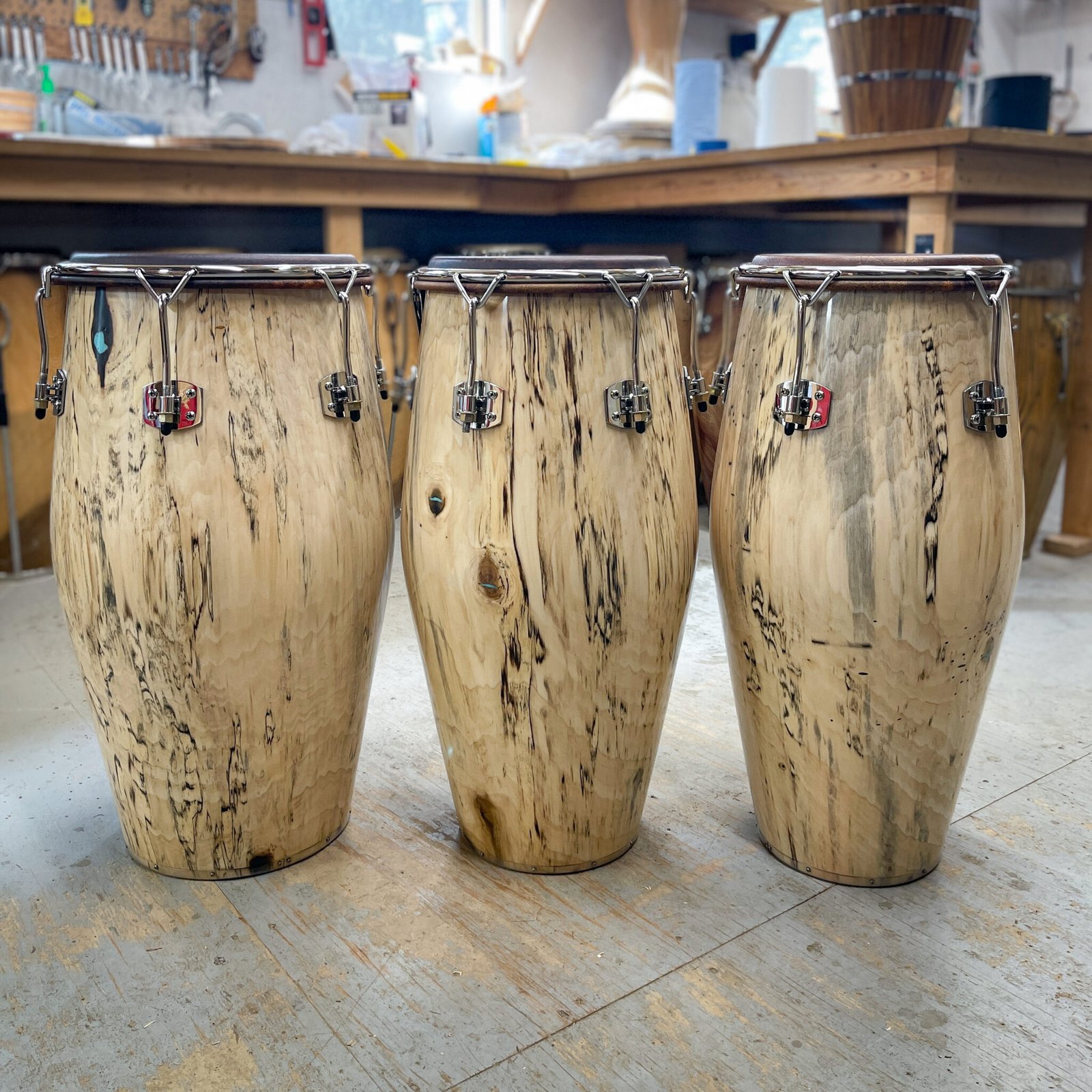 Spalted Poplar Solid Shell Four Conga Set - Manito Percussion